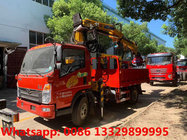 factory sale Folding Arm Automatic Truck-mounted Crane with Grab, wood grab mounted on cargo truck for sale