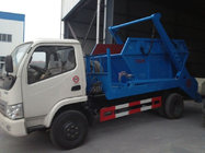 Dongfeng 4*2 4CBM swing arm skip loader garbage truck for sale, factory sale best price hook lift garbage truck