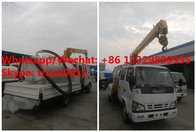 ISUZU brand fecal suction truck with mobile telescopic boom for sale，Factory sale best price ISUZU boom truck crane